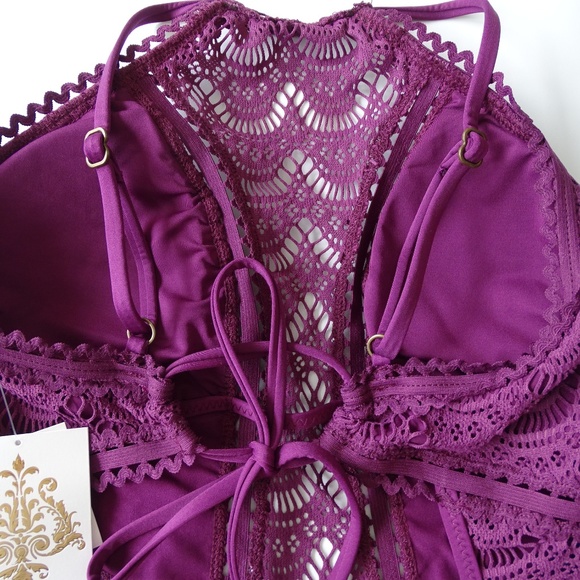 BECCA | Swim | Becca One Piece High Neck Crochet Swimsuit Nwt | Poshmark